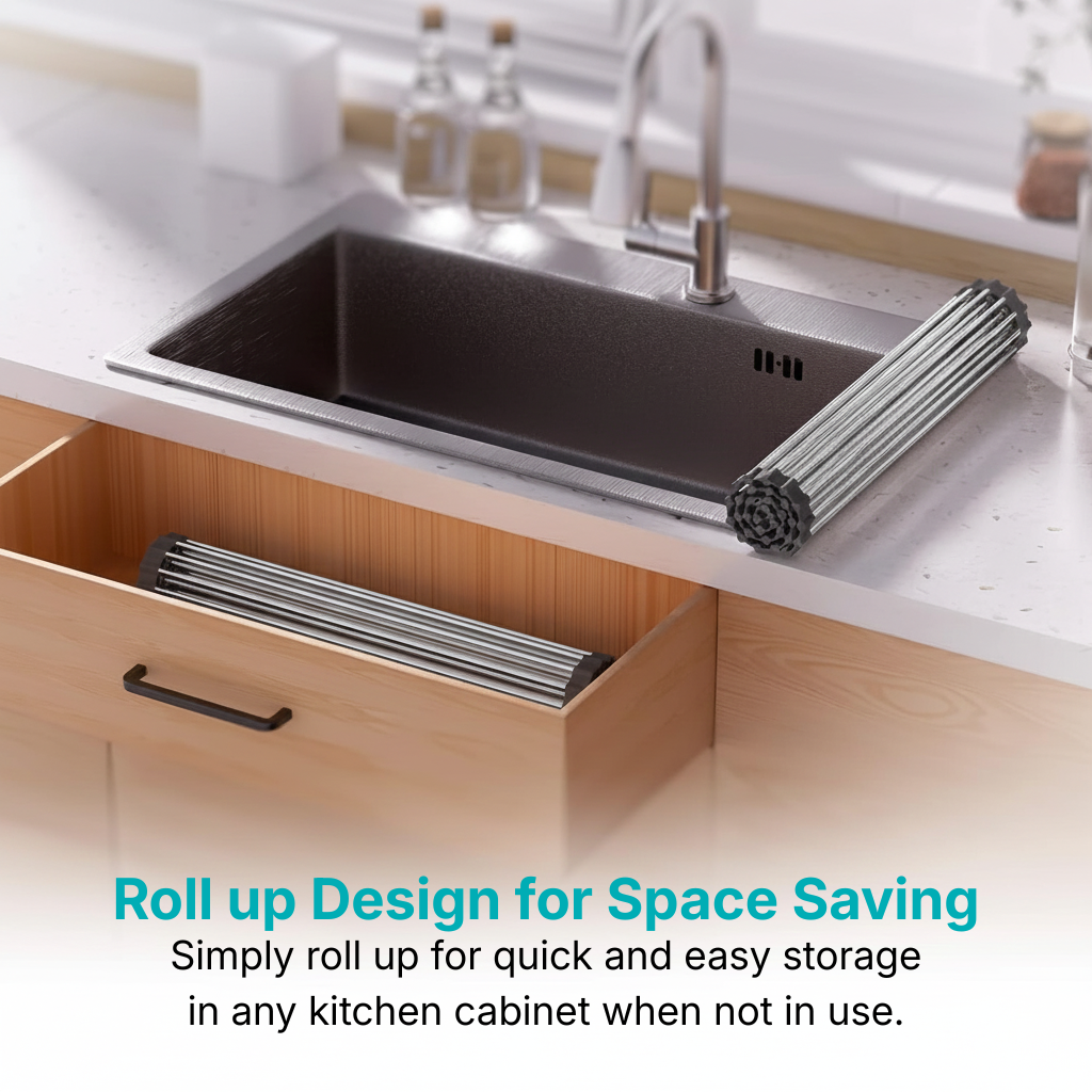 Multi-Purpose Roll-Up Stainless Steel Sink Rack – SHOPYFRONT